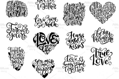 وکتور متون عاشقانه انگلیسی دستنویس مناسب برای طراحی 🔥کد فایل 7771