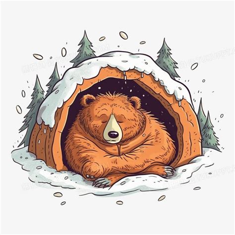 冬眠的熊冬眠的动物插画PNG图片素材下载 冬眠PNG 熊猫办公