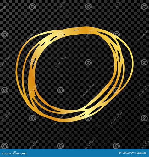 Hand Drawn Scribble Circle Gold Doodle Round Circular Design Element Stock Vector