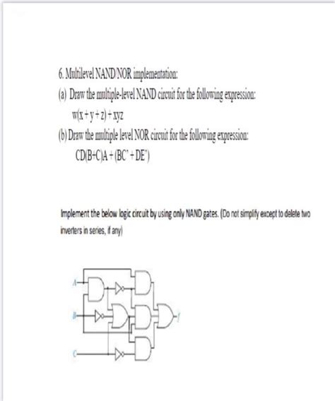 Solved 6 Multilevel Nand Nor Implementation A Draw The