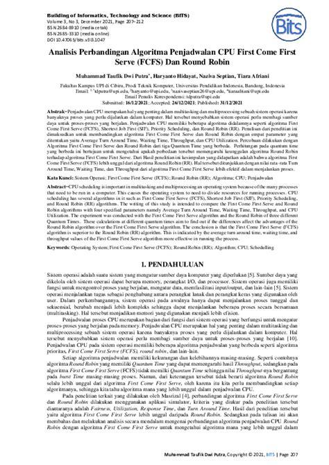 Pdf Analisis Perbandingan Algoritma Penjadwalan Cpu First Come First Serve Fcfs Dan Round Robin