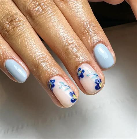 31 Blue Nails With Flower Designs For Spring Summer And Winter Love