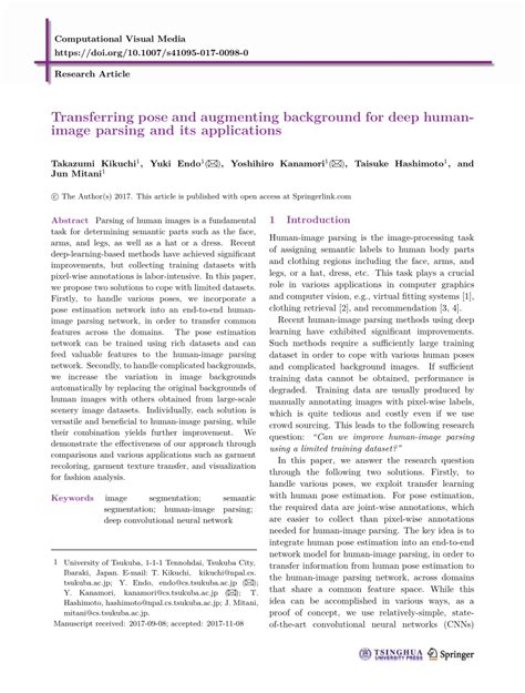 Pdf Transferring Pose And Augmenting Background For Deep Human Image Parsing And Its Applications