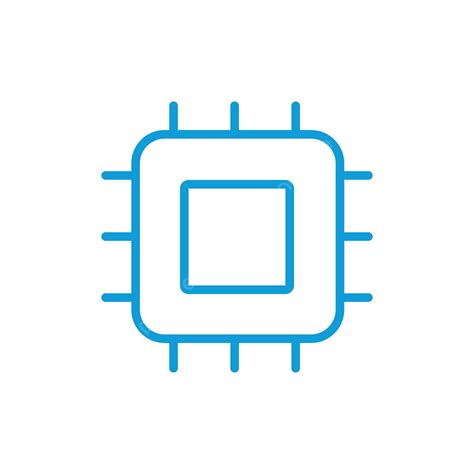 Thin Line Processor Icon With Core And Chipset Vector Computing
