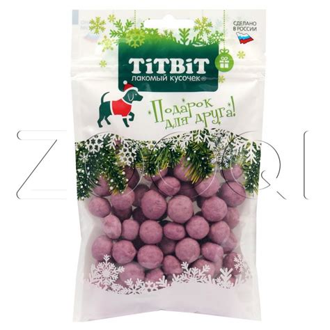 TiTBiТ Конфеты мясные с черникой для собак (Новогодняя коллекция), 70 г ...