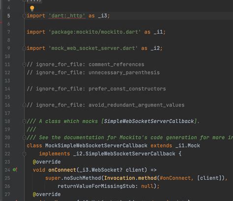 cannot mock class with parameter websocket error the library dart