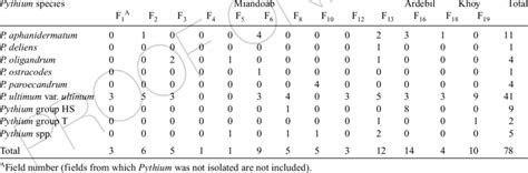 Number Of Isolates Of Pythium Spp Isolated From Diseased Sugarbeet Download Table