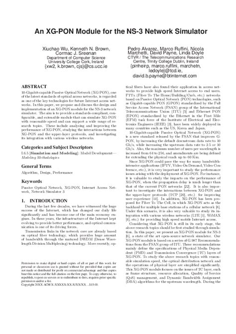 Pdf Design Implementation And Evaluation Of An Xg Pon Module For The Ns 3 Network Simulator