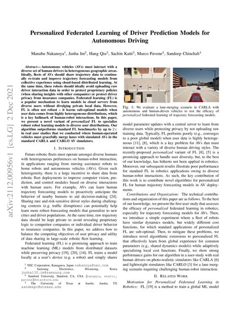 Personalized Federated Learning Of Driver Prediction Models For Autonomous Driving Deepai
