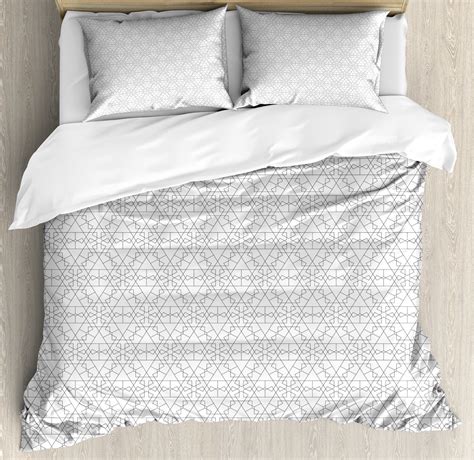 Geometric Duvet Cover Set Continuous Pattern With Abstract Concave Shapes And Triangles Print