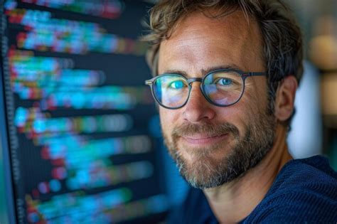 Focused Software Developer Working Intensely In A Tech Environment Premium Ai Generated Image