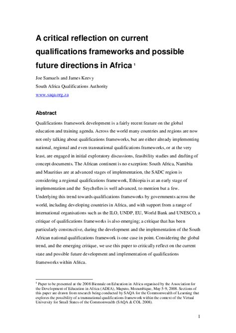 Pdf A Critical Reflection On Current Qualifications Frameworks And Possible Future Directions