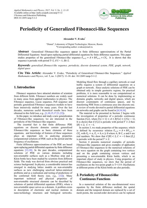 Pdf Periodicity Of Generalized Fibonacci Like Sequences
