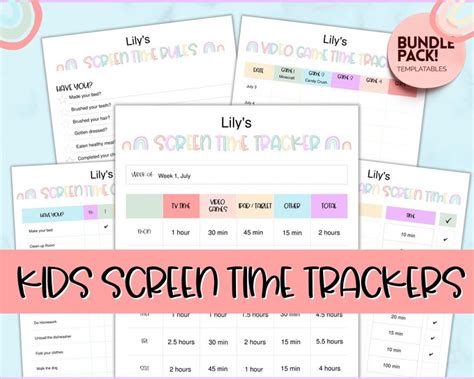 Screen Time Rules Bundle Editable Screentime Checklist To Do List For