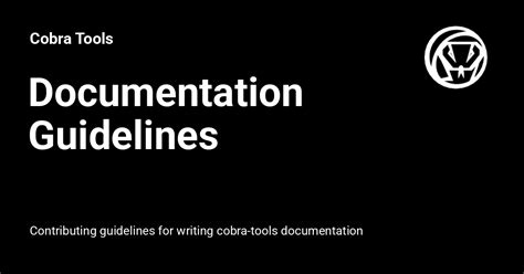 Documentation Guidelines Cobra Tools