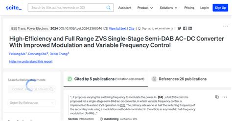 High Efficiency And Full Range Zvs Single Stage Semi Dab Ac Dc Converter With Improved
