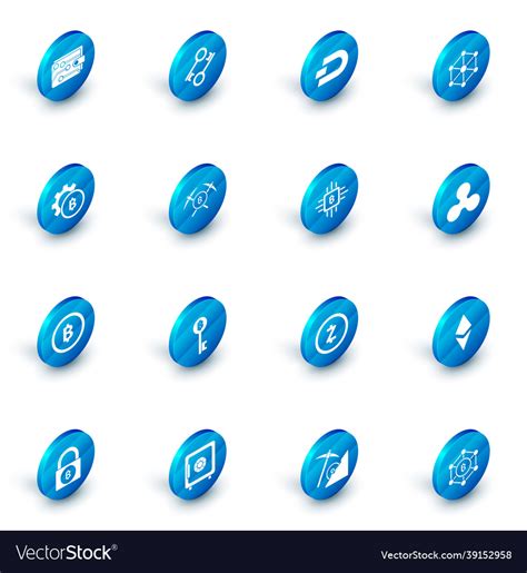 Set Cryptocurrency Key Coin Dash Blockchain Vector Image