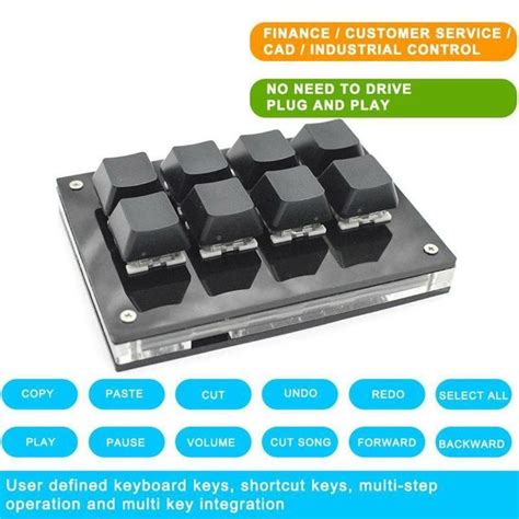 Portable Mini 8 Keys Keypad DIY Shortcut Keyboard Function Keyboard Programmable Mechanical