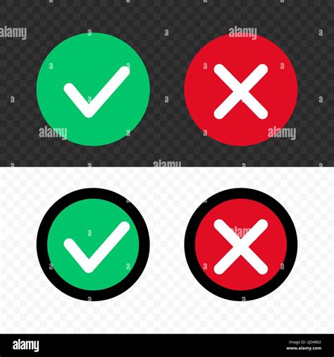Set Of Check And Cross Mark Icons In Different Styles Editable Vector