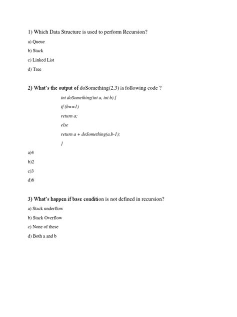 Recursion And Data Structures Practice Questions Pdf
