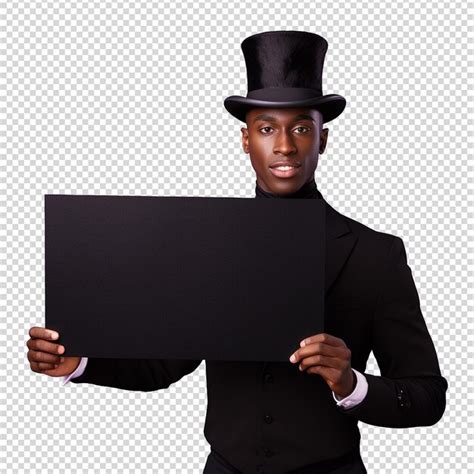 투명 한 배경 에 고립 된 빈 표지판 을 들고 있는 사람 Png 프리미엄 Ai 생성 Psd