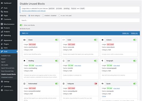 Disable Unused Block Editor Blocks Pro Wordpress Speedup