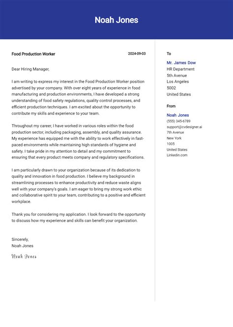 Food Server Cover Letter Example For Tips Templates CVDesigner Ai