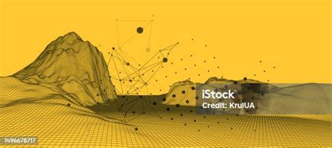 추상적인 와이어프레임 산 배경 현대 과학 또는 기술 예술 요소 표면 그림입니다 0명에 대한 스톡 벡터 아트 및 기타 이미지 0명 3차원 형태 개념 Istock
