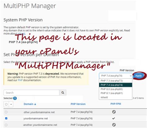 CPanel Change The PHP Version CrossWinds Cadre