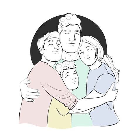 손으로 그린 가족 그림 그리기 무료 벡터
