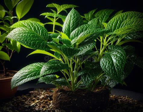 Green Leaf Close Up Shot The Essence Is A Kind Of Herb Generative Ai