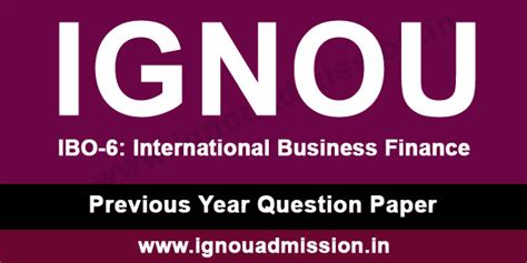 IGNOU IBO 6 Question Paper IGNOU Admission