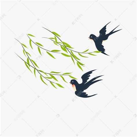 春天杨柳燕子卡通免扣素材图片免费下载 高清psd 千库网 图片编号10090840