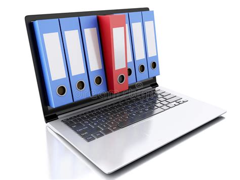 Data Storage Laptop And File Cabinet With Ring Binders Stock Illustration Illustration Of