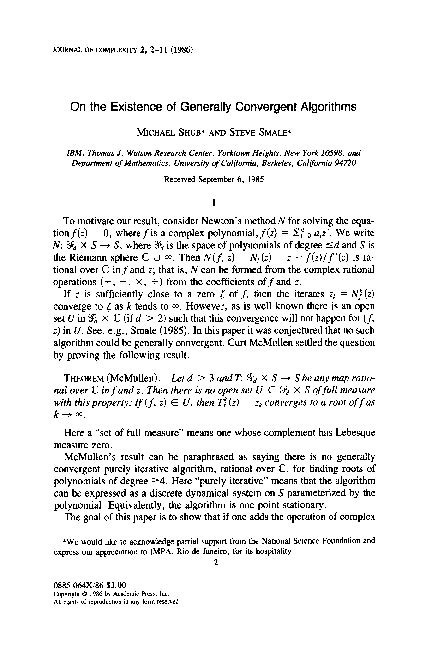Pdf On The Existence Of Generally Convergent Algorithms