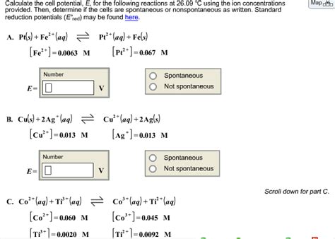 Solved Calculate The Cell Potential E For The Following