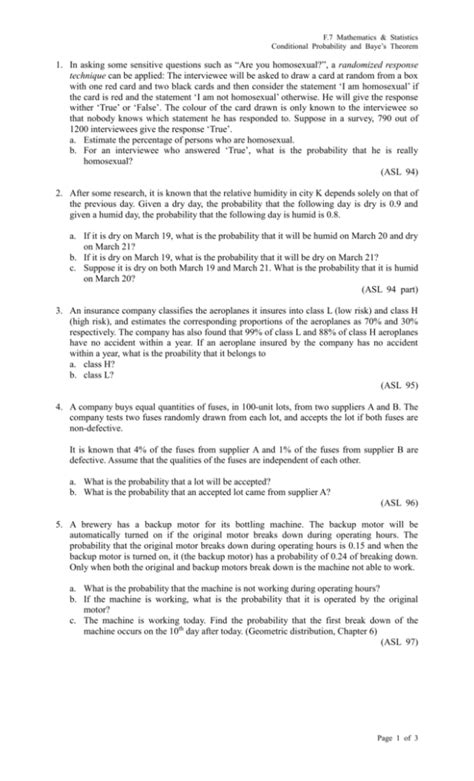 Conditional Probability Bayes Theorem Exam Questions