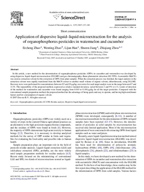 Pdf Dllme Method For Pesticide Detection In Fruits