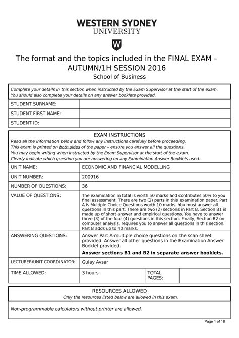 Sample Final Exam June Questions The Format And The Topics Included In The FINAL EXAM