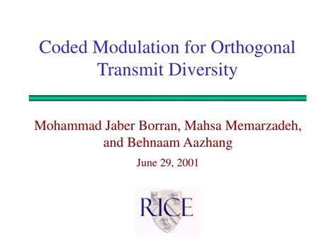 Ppt Coded Modulation For Orthogonal Transmit Diversity Powerpoint Presentation Id 6724306