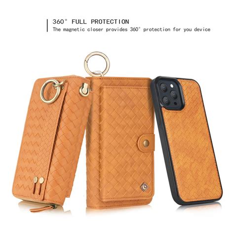 pola multi function weave leather wallet case for iphone 14 pro max