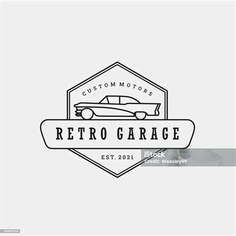 레트로 자동차 로고 템플릿 벡터 디자인 요소 빈티지 스타일 스톡 일러스트 자동차 타이어 차량 부품 로고 아이콘 자동 수리 점