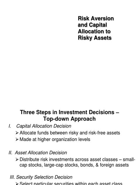 Risk Aversion And Capital Allocation To Risky Assets Pdf Bonds Finance Interest