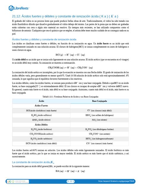 21 12 Ácidos Fuertes Y Débiles Y Constante De Ionización Ácida Left K