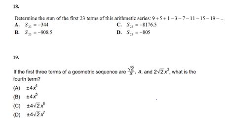 Solved Determine The First 4 Terms Of An Arithmetic