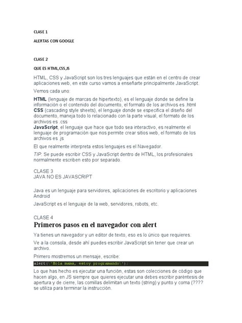 Las Clases En Linea De Programacion Html Css Javascript Pdf Html Hojas De Estilo En Cascada
