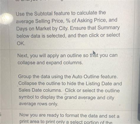 Use The Subtotal Feature To Calculate The Average Chegg