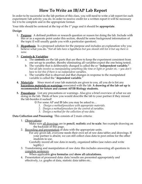 How To Write An IB AP Lab Report