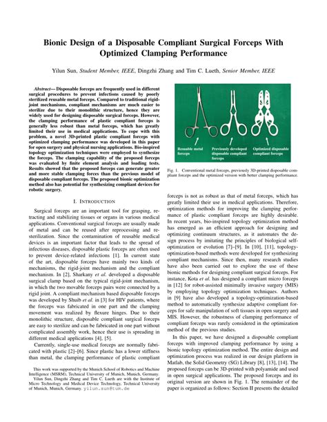 Pdf Bionic Design Of A Disposable Compliant Surgical Forceps With Optimized Clamping Performance