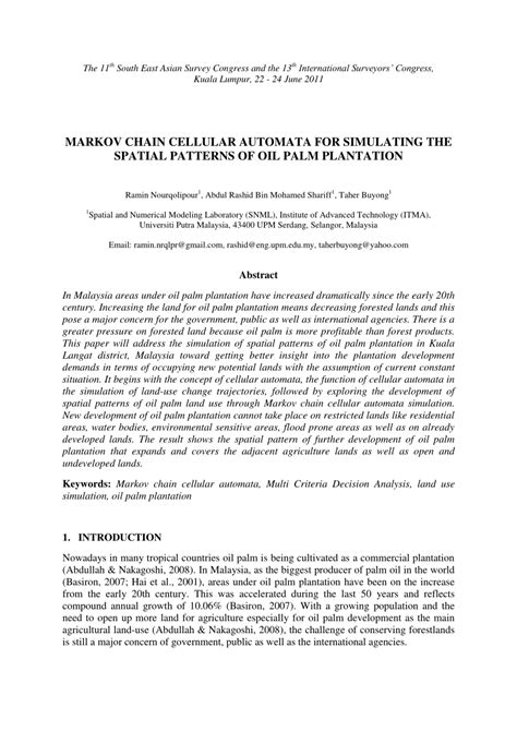Pdf Markov Chain Cellular Automata For Simulating The Spatial
